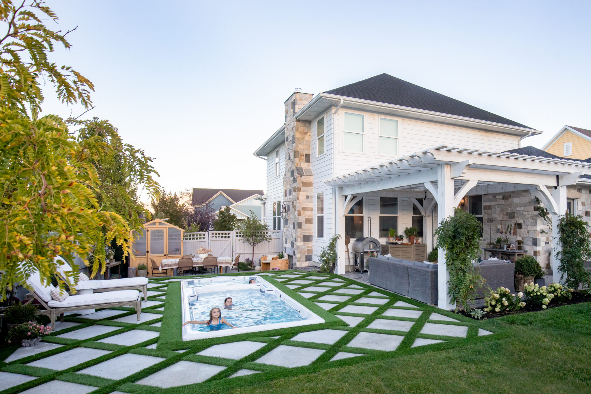 Creekside Colonial Backyard Reveal with Endless Pools | House of Jade ...