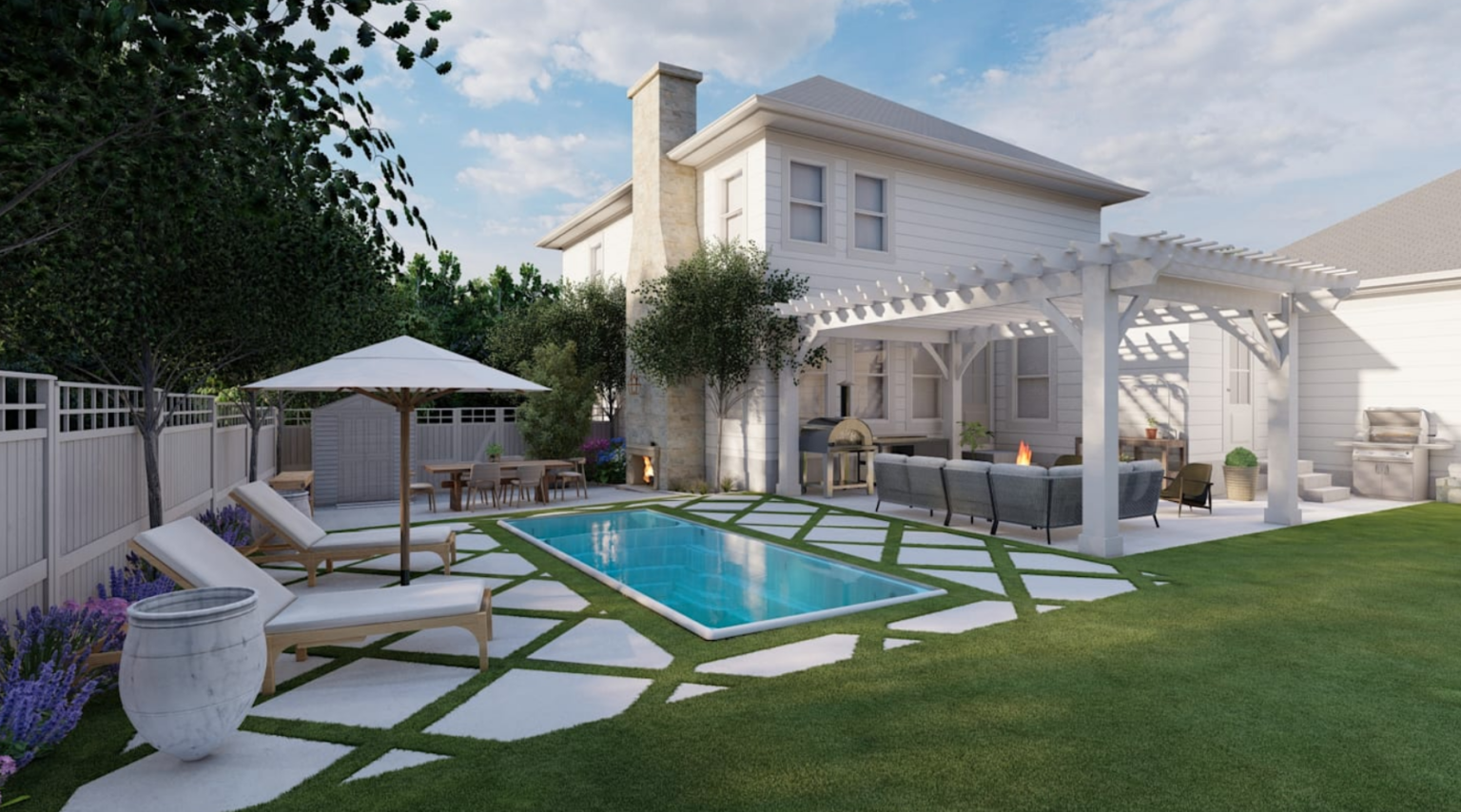 Creekside Colonial Backyard Reveal with Endless Pools | House of Jade ...
